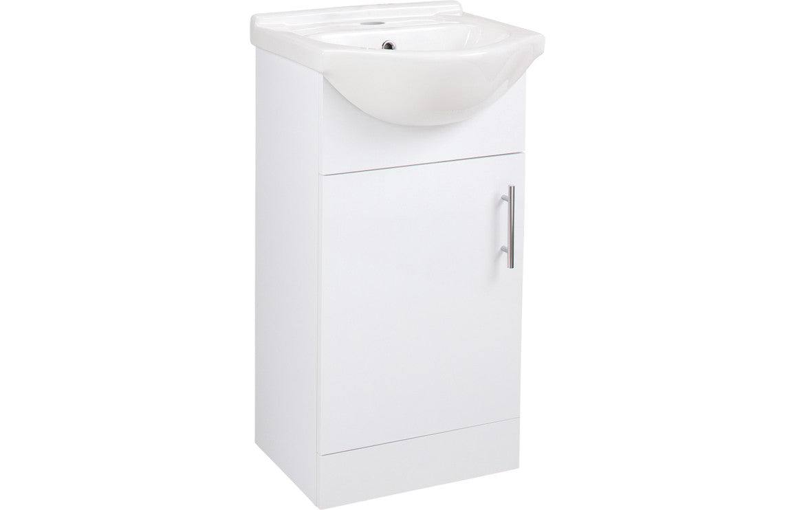 Vista 450mm Basin Unit & Basin - White Gloss | Bathroom from PJTC