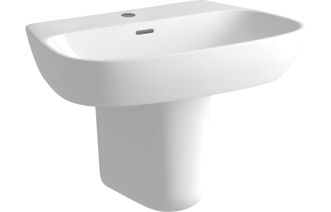 Tilia 600x400mm 1TH Basin & Semi Pedestal | Bathroom from PJTC